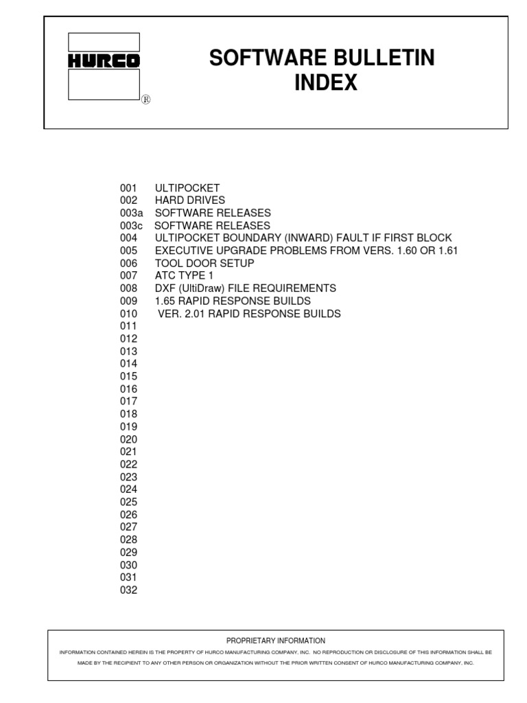 Software Bulletin Index: Proprietary Information | Download Free PDF ...