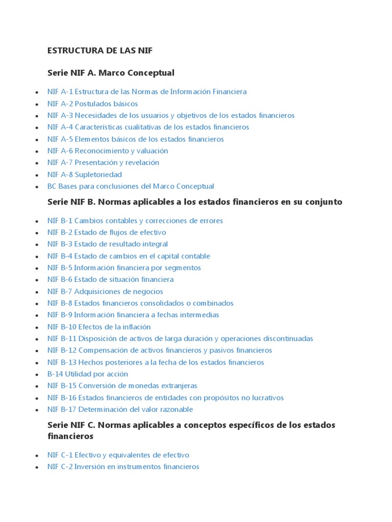 Estructura de Las Nifs | PDF | Contabilidad | Estado financiero