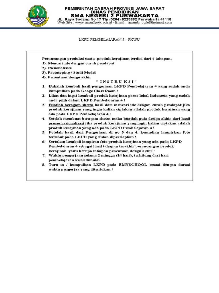 LKPD Pembelajaran 5 Pkwu Kelas Xii | PDF