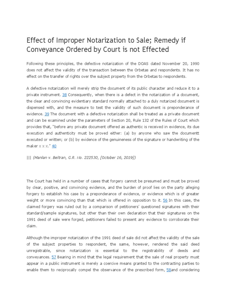 Effect of Defective Notarization on Sales | PDF | Notary Public ...