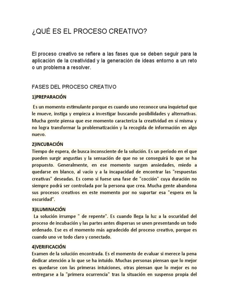Proceso Creativo | PDF | Innovación | Creatividad