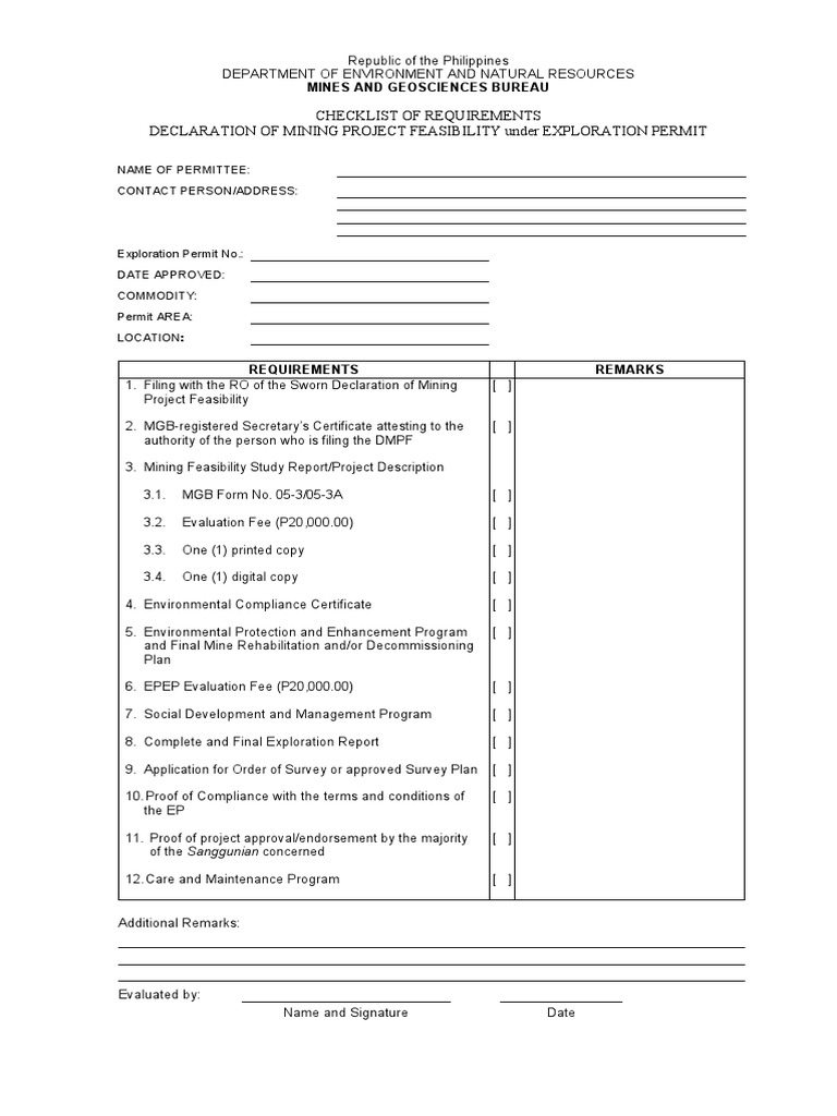 Checklist DMPF For EP Jun2021 | PDF