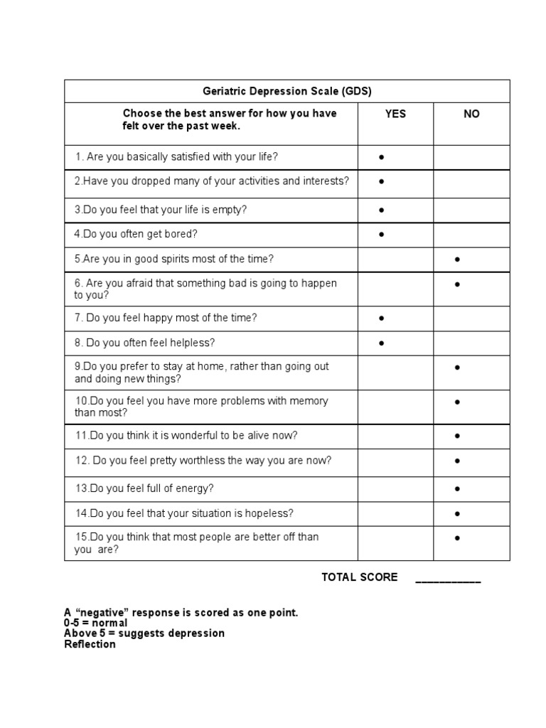 Geriatric Depression Scale (GDS) | PDF | Self-Improvement | Wellness