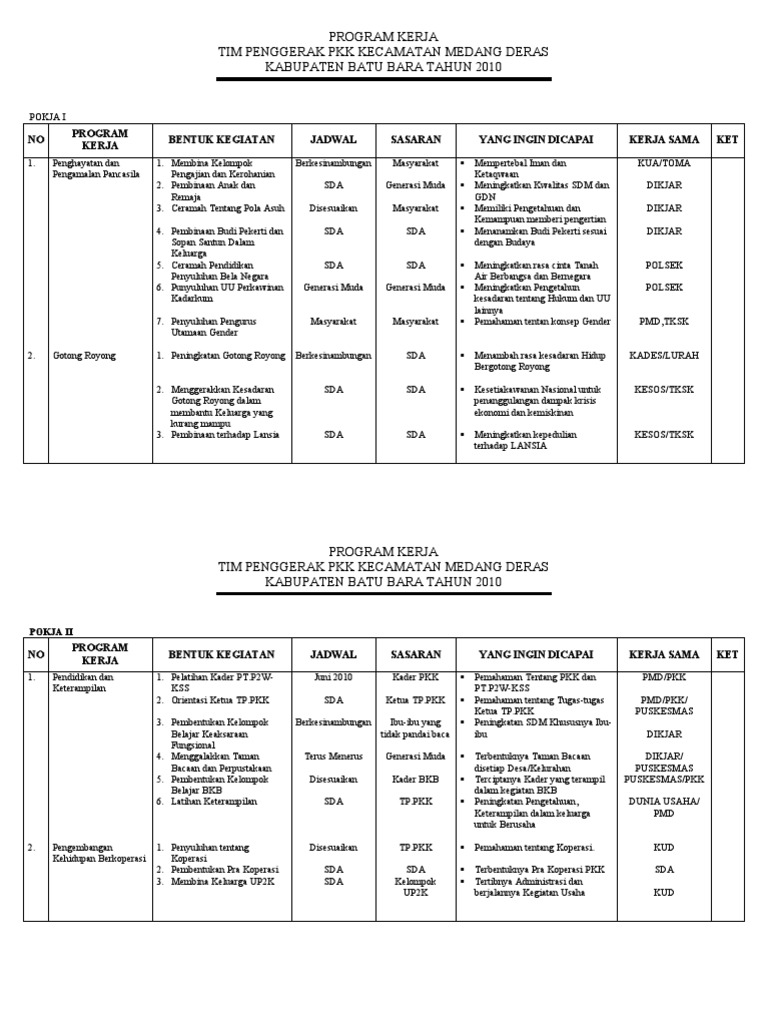 Program Kerja PKK | PDF