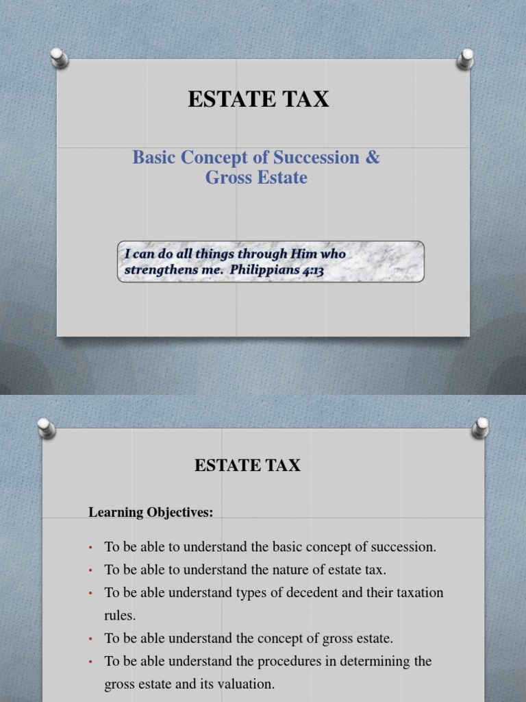 Basic Concept of Succession and Estate Tax | PDF | Estate Tax In The ...