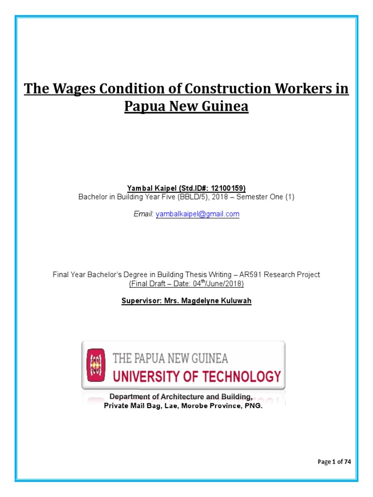 Thesis Final Draft | PDF | Employment | Papua New Guinea