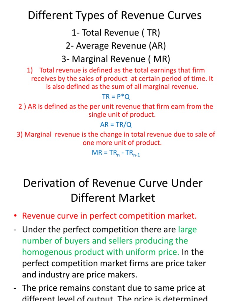 Different Types of Revenue Curves | PDF | Perfect Competition | Market ...