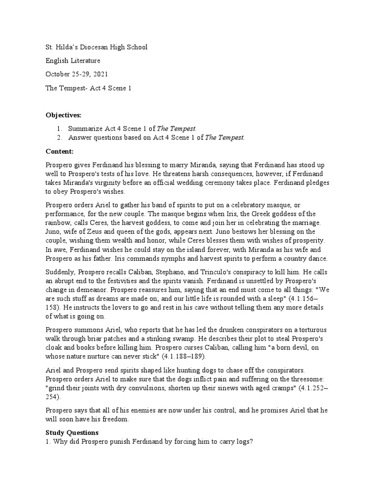 The Tempest Act 4 Scene 1 | PDF | The Tempest