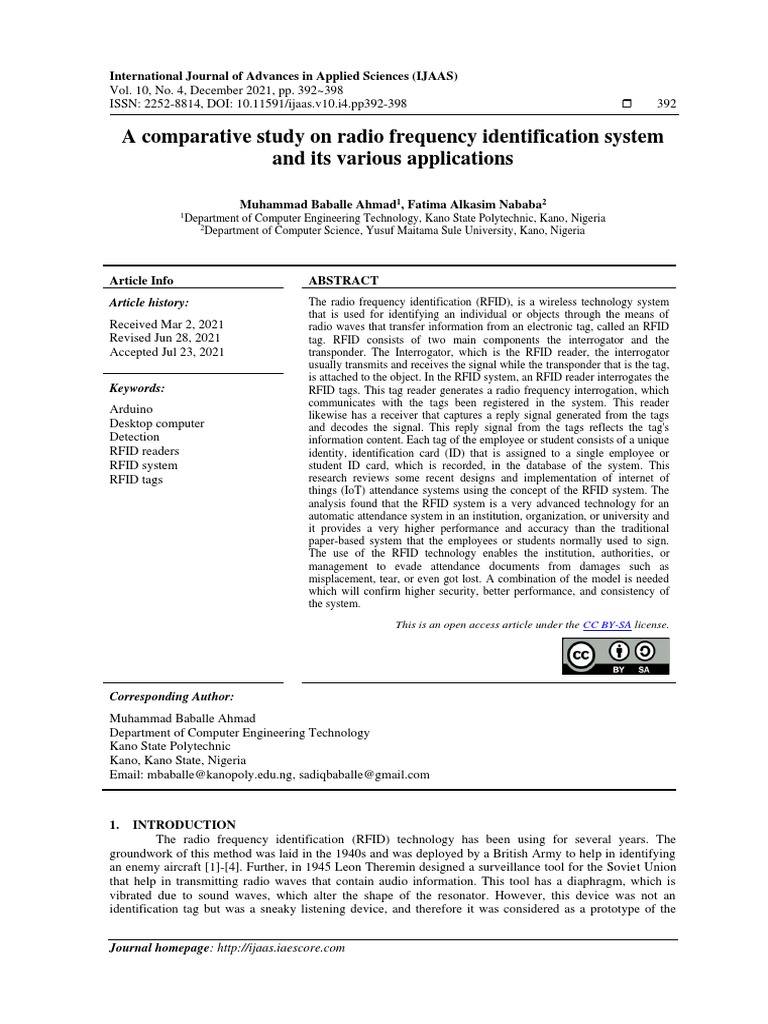 RFID System Applications and Comparisons | PDF | Radio Frequency ...