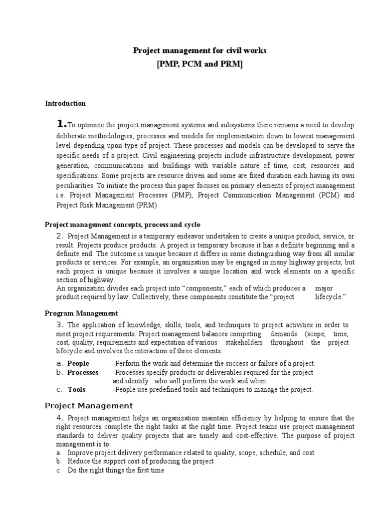 Civil Works Project Management Guide | PDF | Project Management | Risk ...