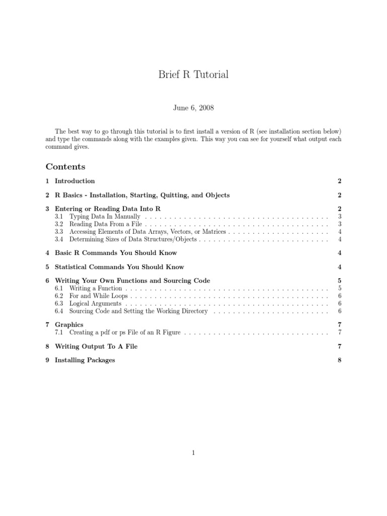 Brief R Tutorial | PDF | R (Programming Language) | Matrix (Mathematics)