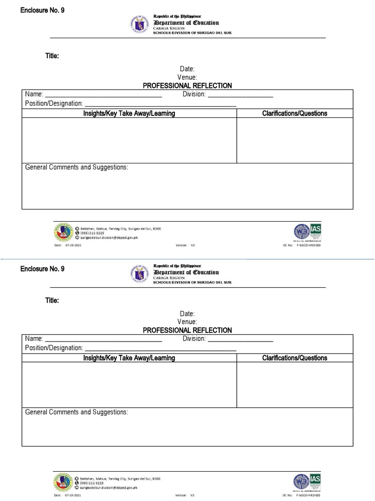 003 Professional Reflection Form V3 | PDF | Career & Growth | Computers