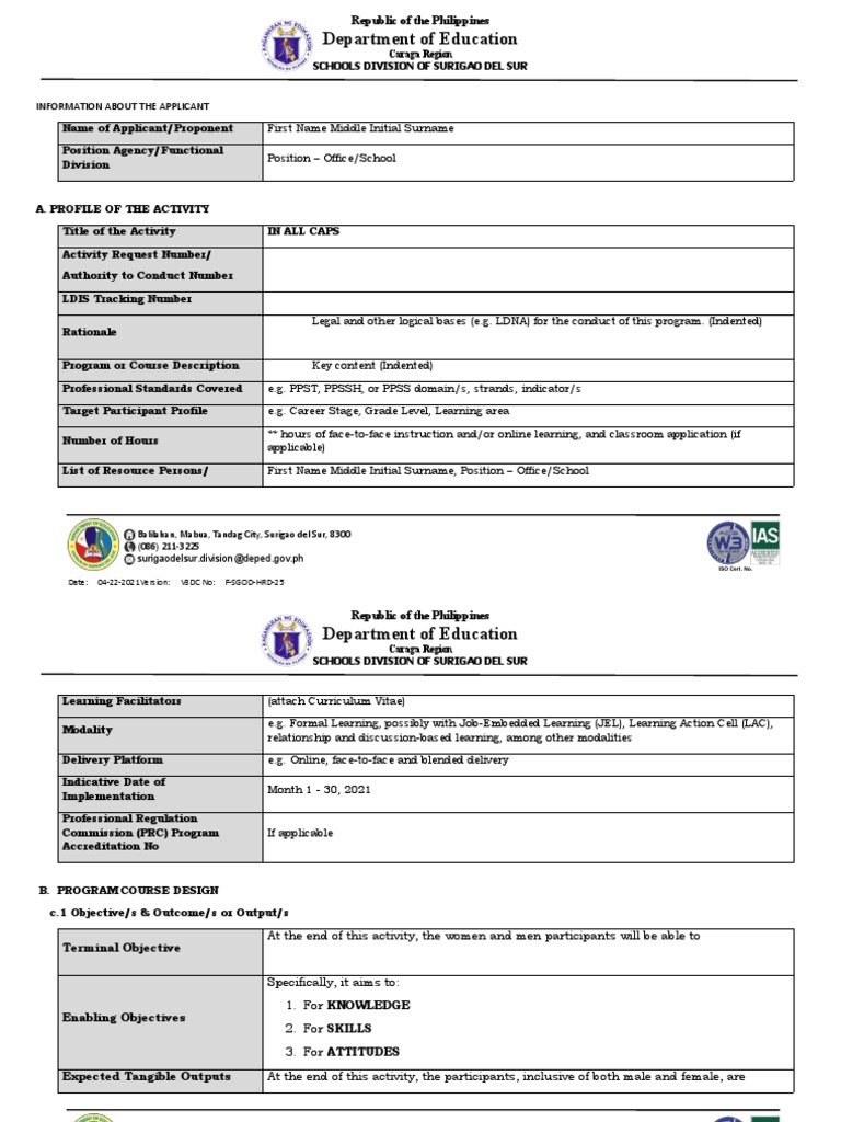 12.a Activity Design Template | PDF | Evaluation