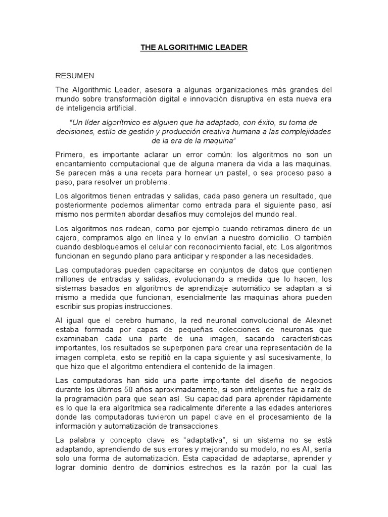 The Algorithmic Leader | PDF | Inteligencia (IA) y semántica ...