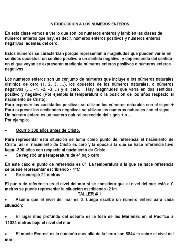 Número Enteros (2) Relaciones de Orden Entre Los Números Enteros | Descargar gratis PDF | Entero ...