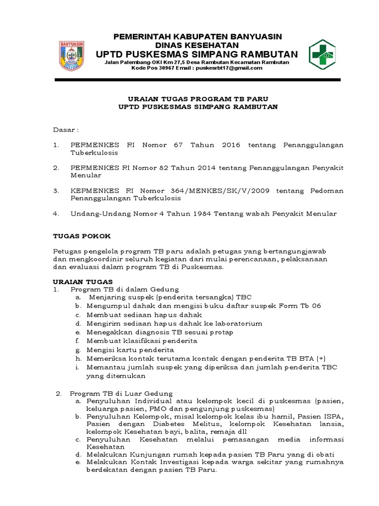 Uraian Tugas Program TB Paru | PDF | Pengembangan Diri | Kesehatan Holistik