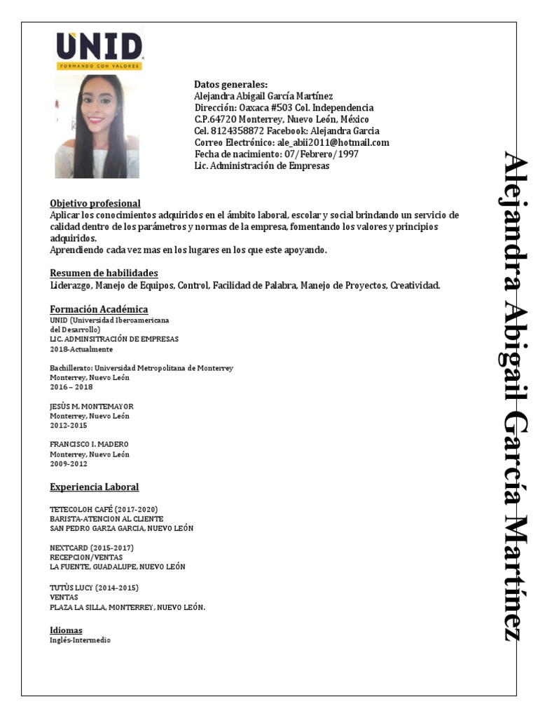 Currículum Alejandra Abigail García Martínez | PDF