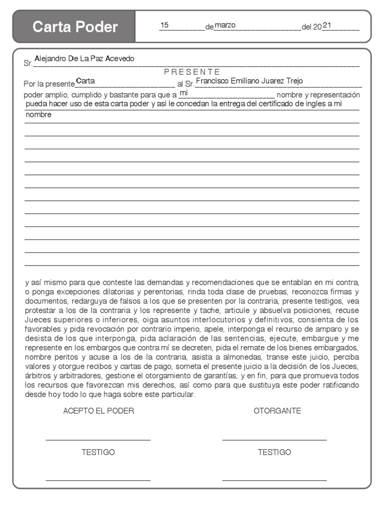 Carta Poder Blanco | PDF