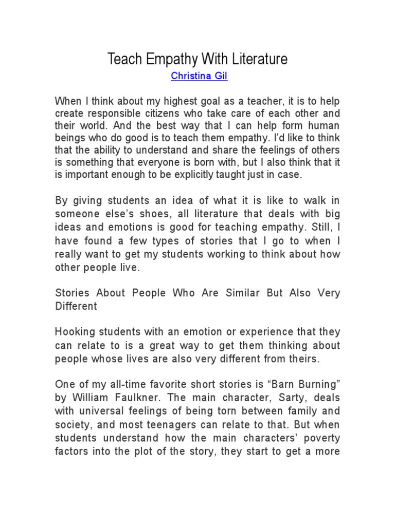 Teach Empathy With Literature | PDF | Empathy | Cognition