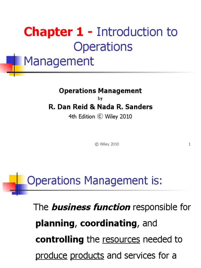 Chapter 1 - : Introduction To Operations Management | PDF | Operations ...
