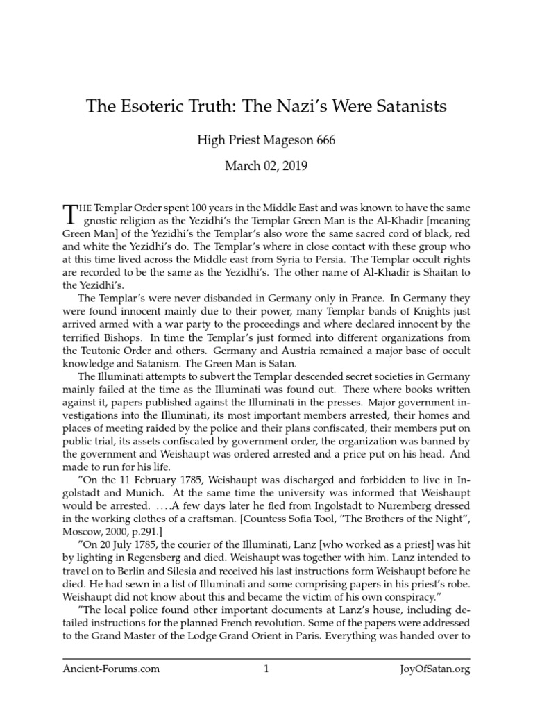 The Esoteric Truth - The Nazi's Were Satanists | PDF | Illuminati ...