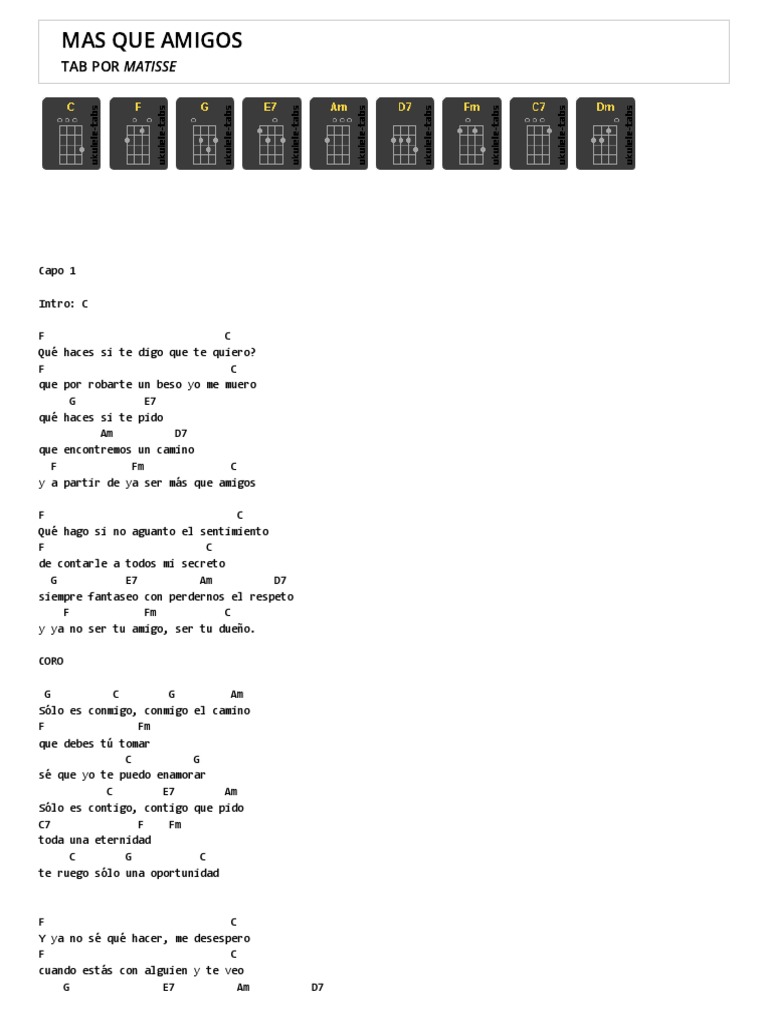 Mas Que Amigos Tab Por Matisse - Ukulele Tabs | PDF