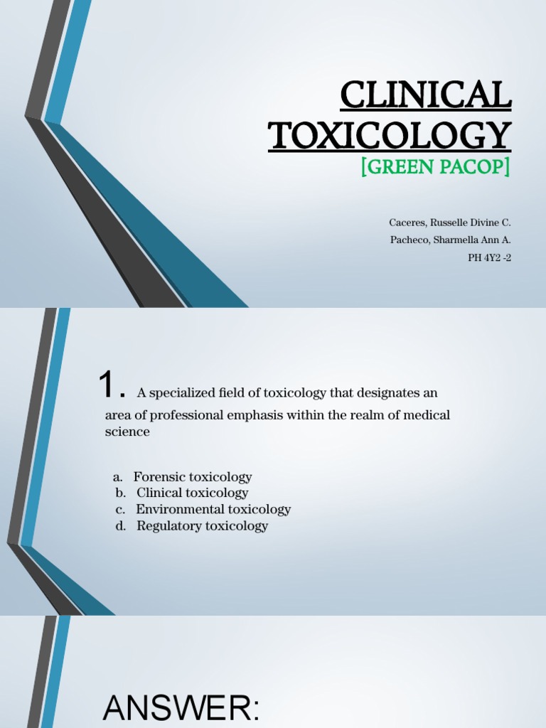 Green Pacop - Clinical Toxicology - Caceres and Pacheco | PDF ...
