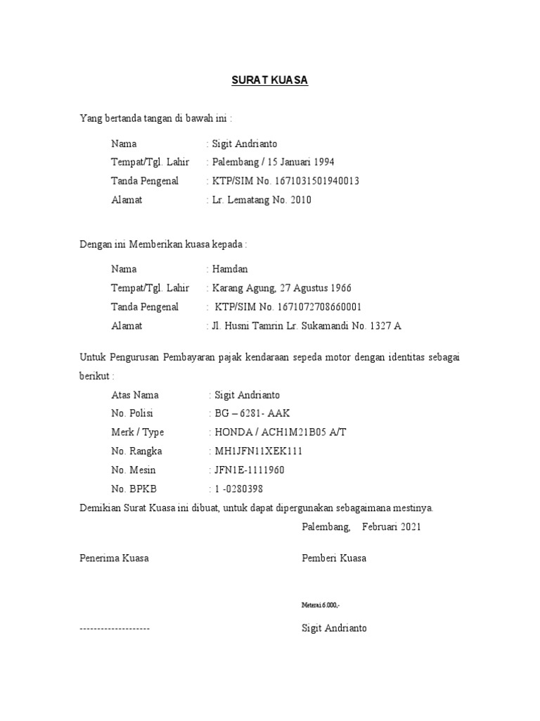 Form Surat Kuasa | PDF