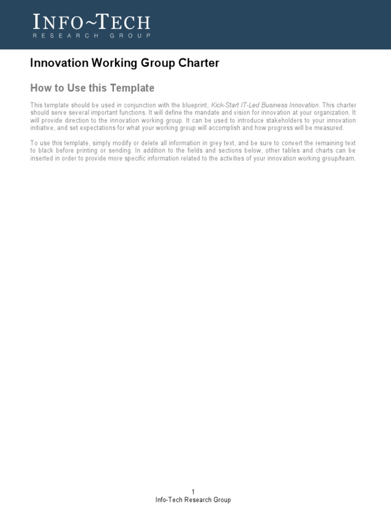Innovation Working Group Charter: How To Use This Template | PDF ...