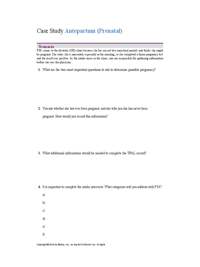 Case Study Antepartum Student | PDF | Pregnancy | Prenatal Development