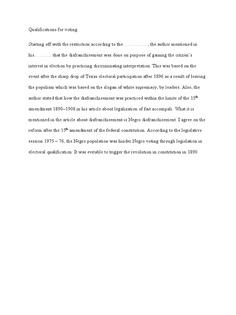 Qualifications For Voting | PDF