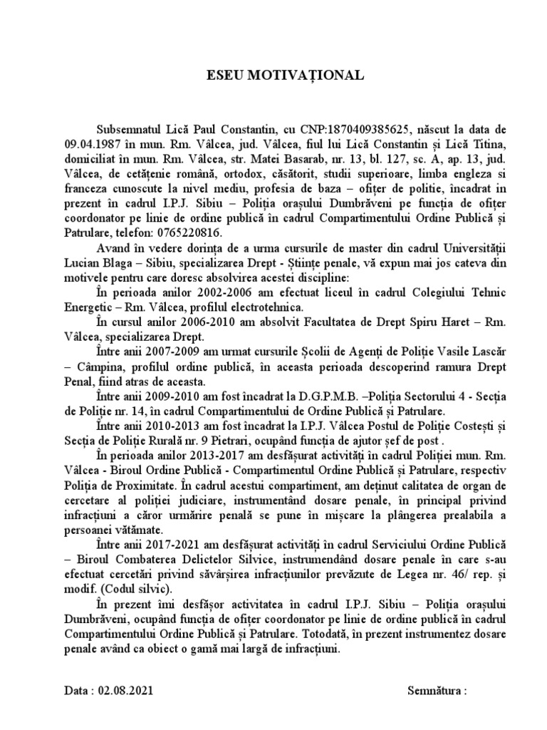 Eseu Motivational | PDF