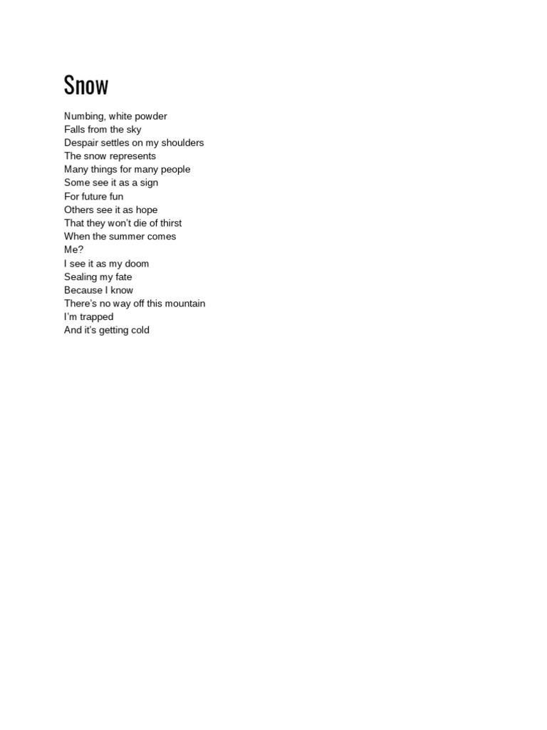 Snow Poem | PDF