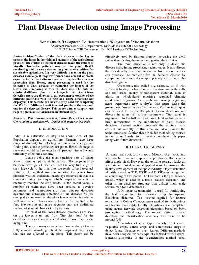 Plant Disease Detection Using Image Processing | PDF | Infection | Virus