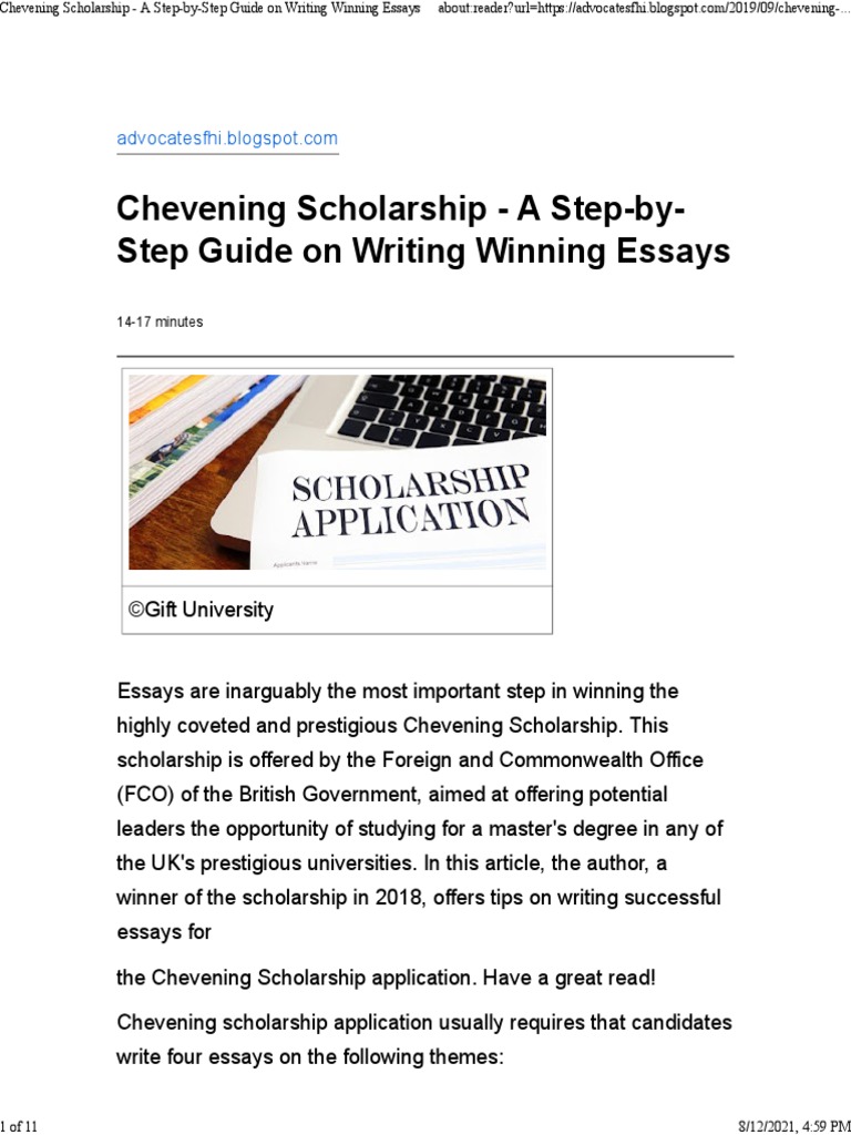 Chevening Scholarship - A Step-by-Step Guide On Writing Winning Essays ...