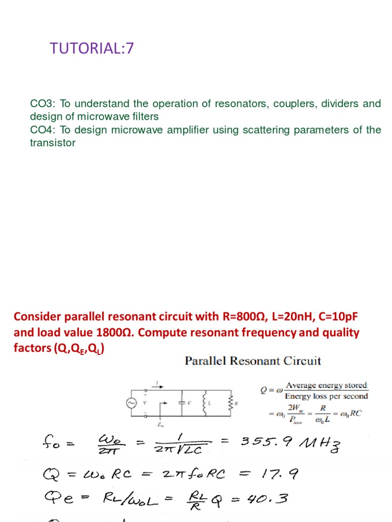 3.3 - Tutorial On Co 3 & Co4 | PDF | Amplifier | Transmission Line