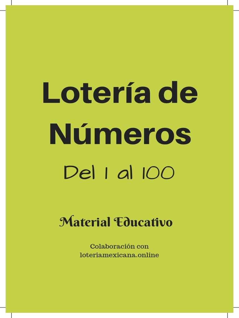 Material educativo sobre números del 1 al 100 con tarjetas de lotería ...