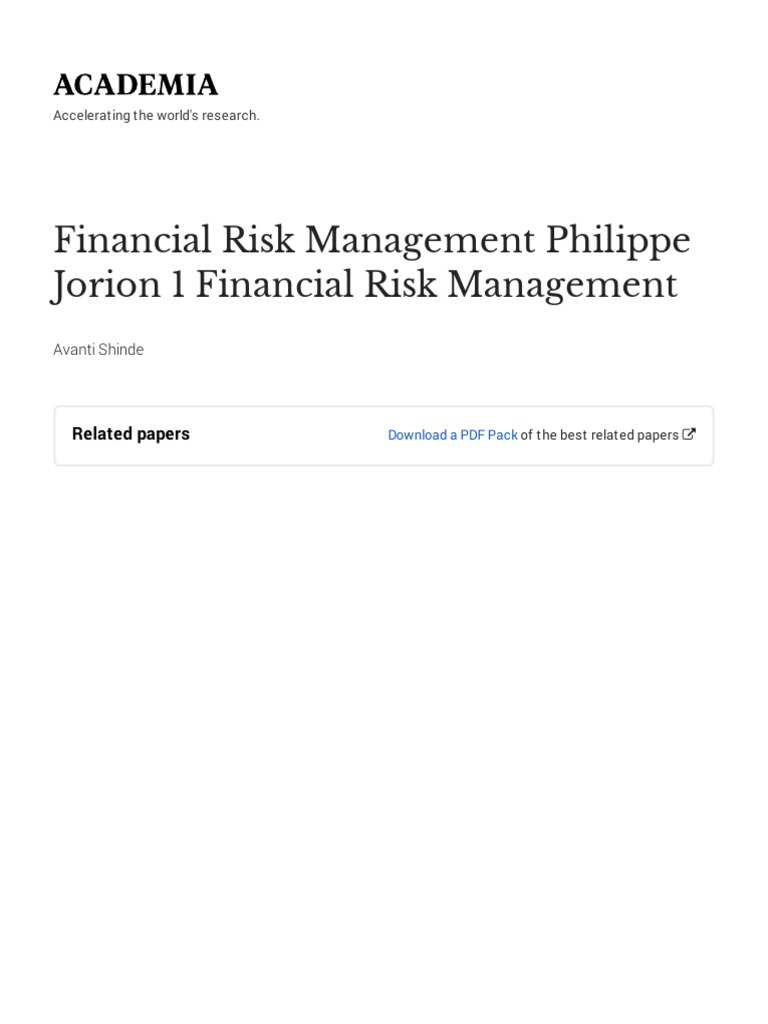 Financial Risk Management Philippe Jorion 1 Financial Risk Management ...