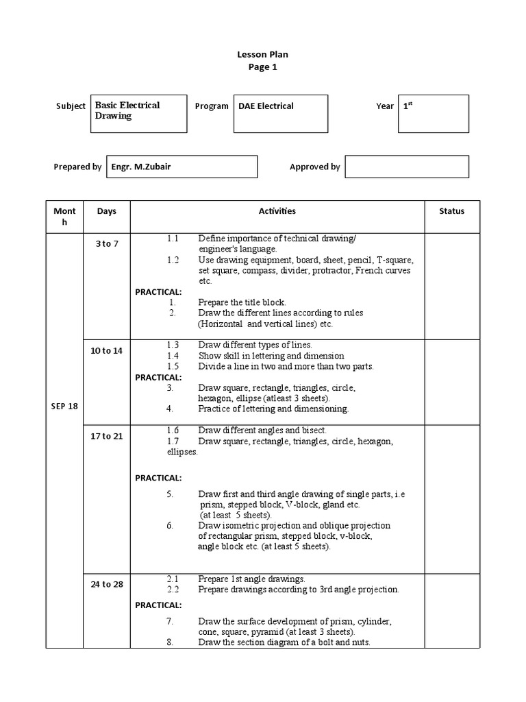 Basic Electrical Drawing Lesson Plan | PDF | Electrical Wiring | Triangle