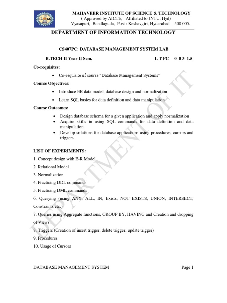Database Management System Lab Guide | PDF | Relational Database ...