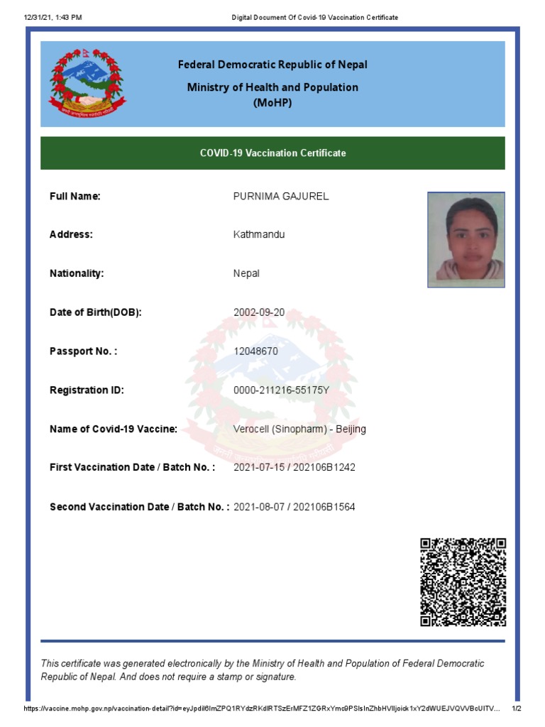 Federal Democratic Republic of Nepal Ministry of Health and Population ...