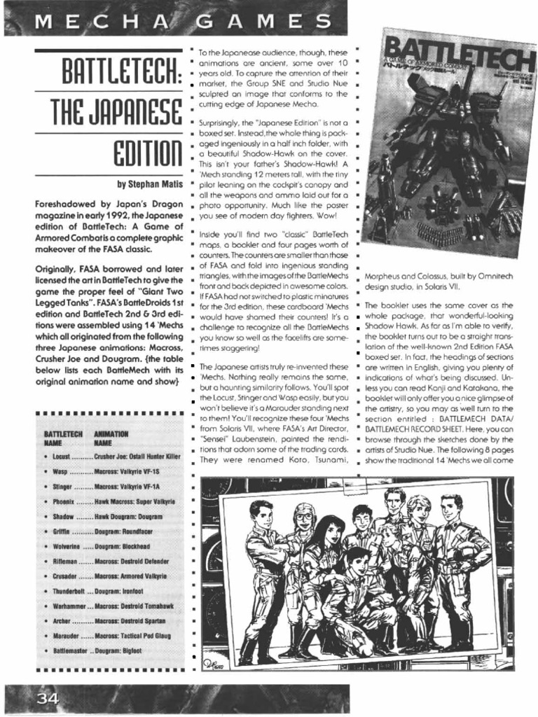Mecha Press 07 Japanese BattleTech | PDF | Battle Tech | Gaming