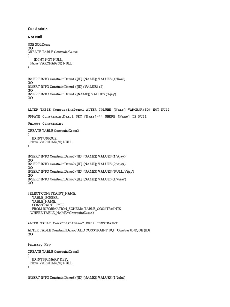 Constraints Not Null | PDF | Information Science | Scientific Modeling