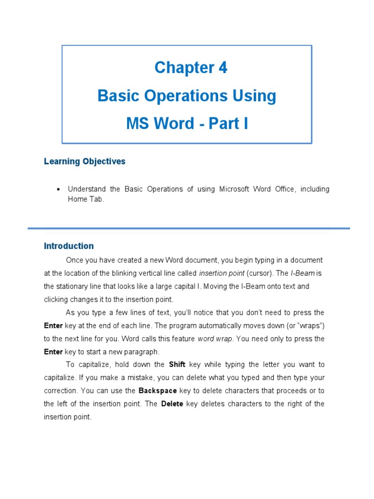 Module 2 Pre-Finals, Chapter 4 - Basic Operations Using Microsoft Word ...