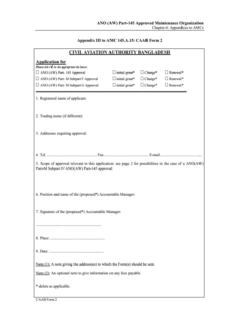 CAAB Form-2 | PDF