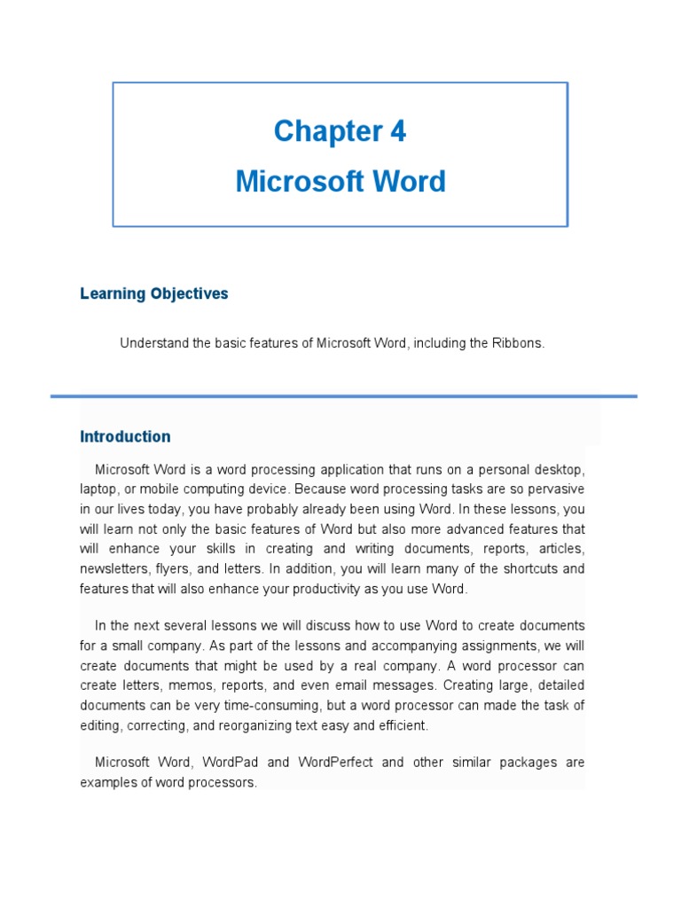 Module 1 Pre-Finals, Chapter 4 - Basic Features of Microsoft Word | PDF ...