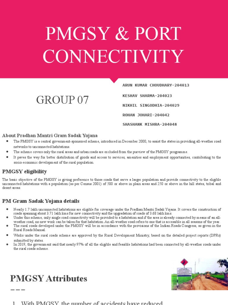 Pmgsy & Port Connectivity: Group 07 | PDF | Economies | Transport
