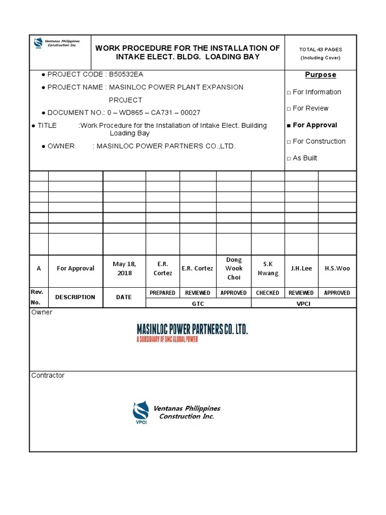 Intake Electrical Building Loading Bay Procedure | PDF | Safety ...