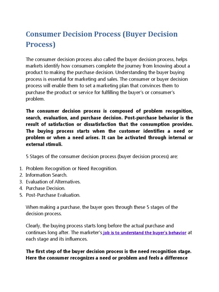 Consumer Decision Making Process | PDF | Marketing | Consumer Behaviour