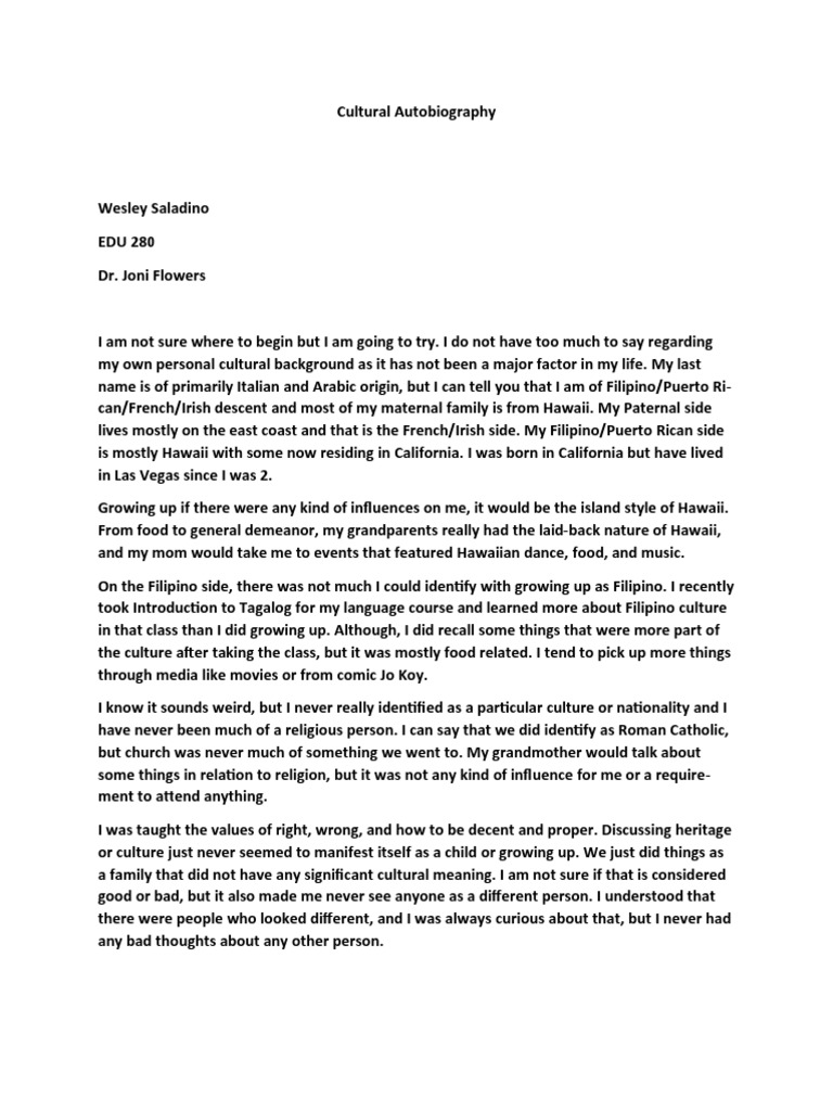 Cultural Autobiography | PDF
